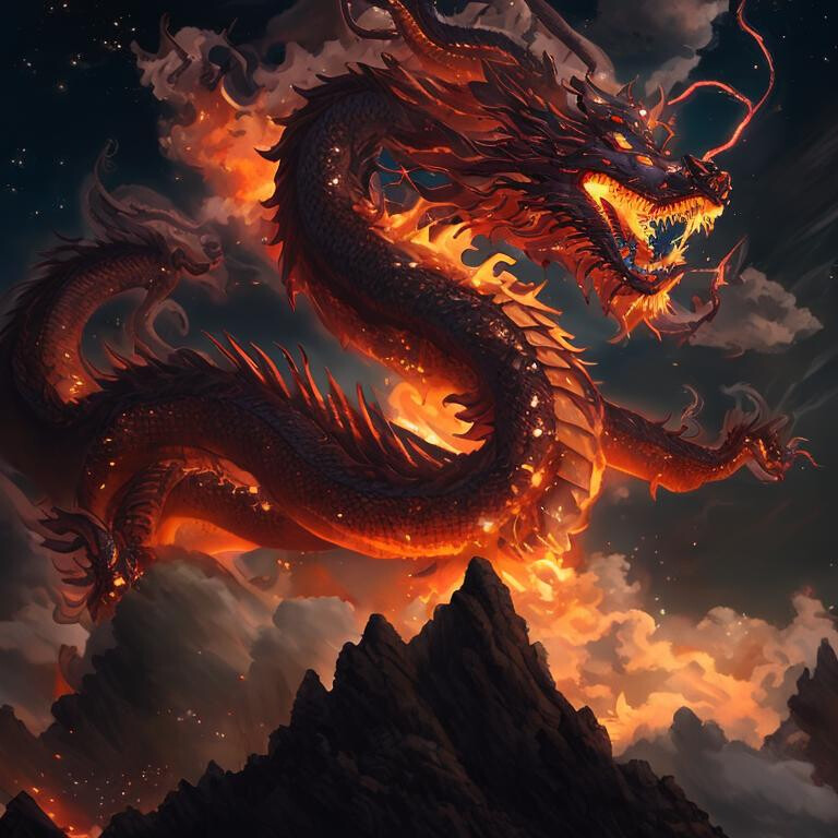 ArtStation - Chinese dragons in the sky above clouds