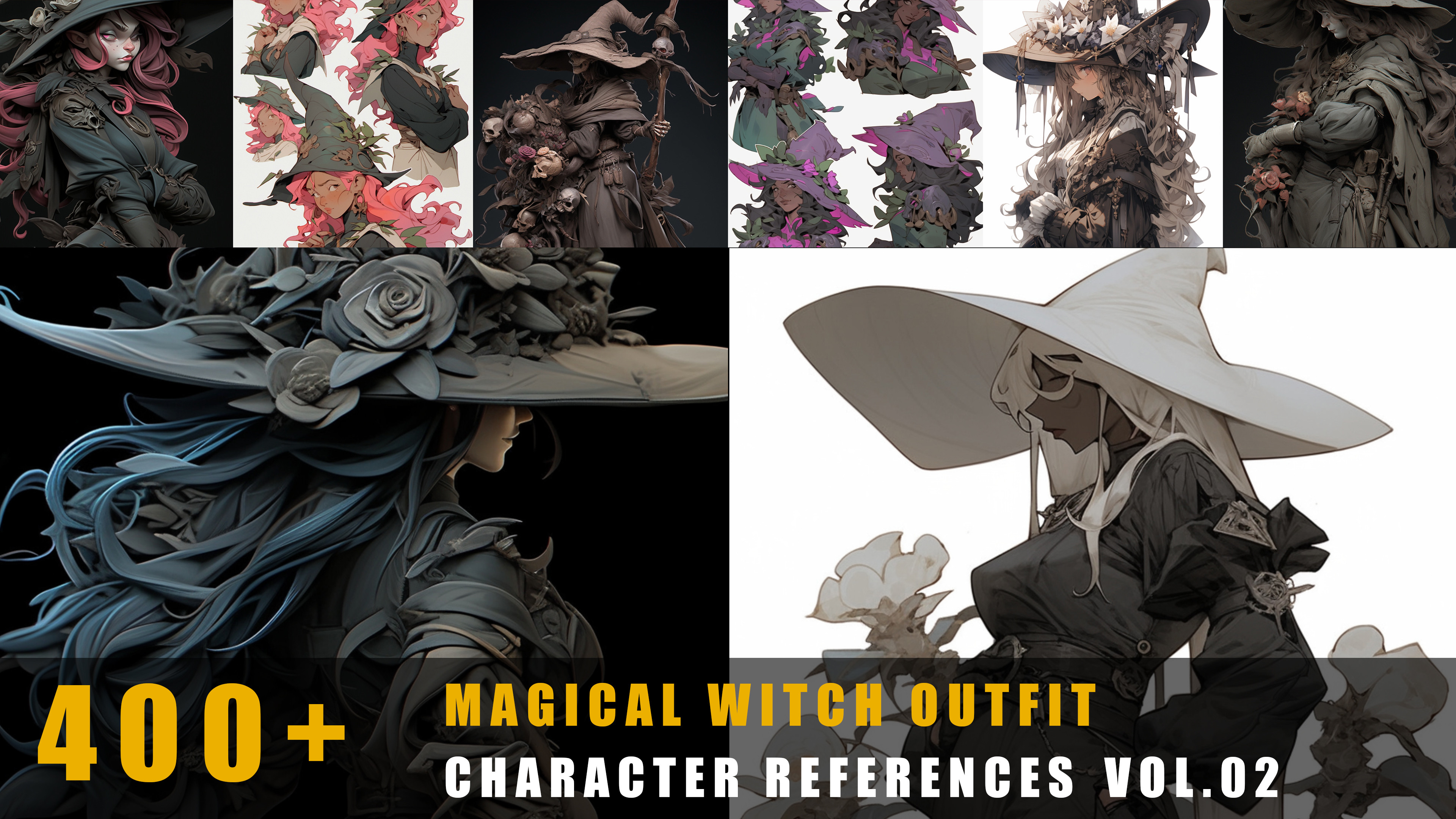 WaterLaw's Studio - 400+ Magical Witch Outfit - Character References Vol.02
