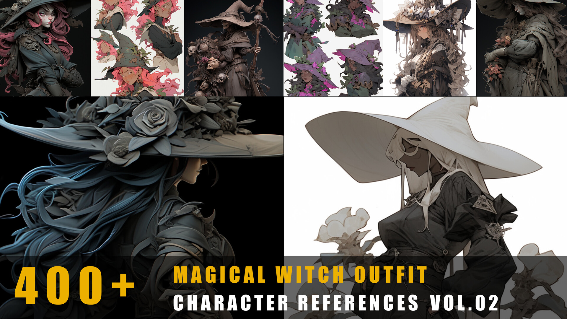WaterLaw's Studio - 400+ Magical Witch Outfit - Character References Vol.02