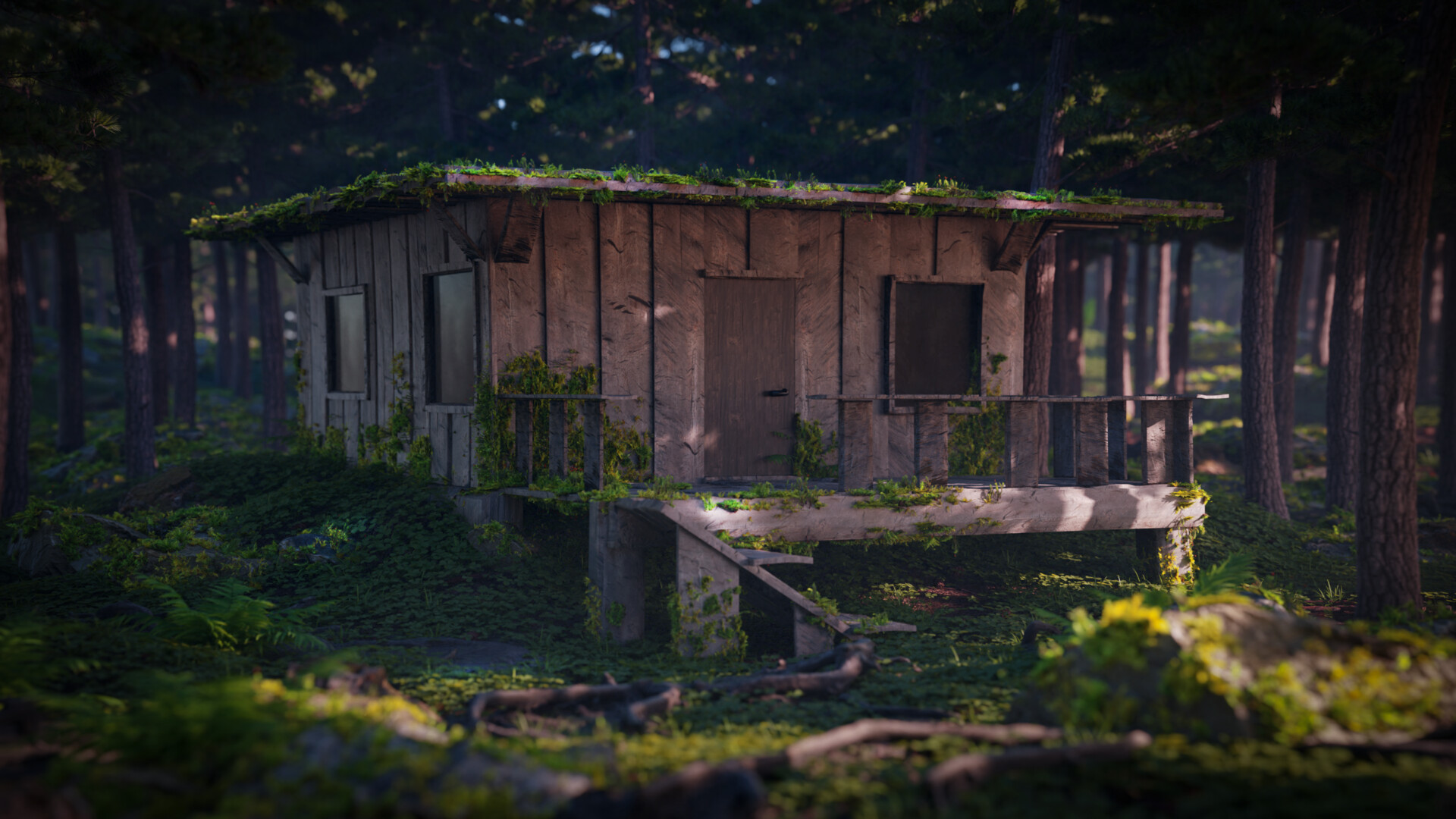 ArtStation - Cabin in Pine Forest