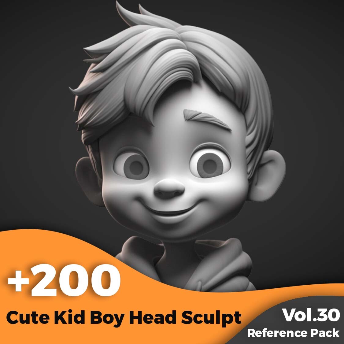 3D Head Sculpt References in 4K - Tika Art - Cute Kid Boy Head Sculpt(4k)