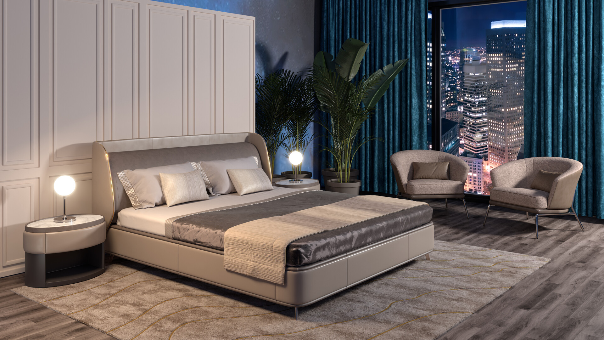 ArtStation - Luxury high-rise bedroom