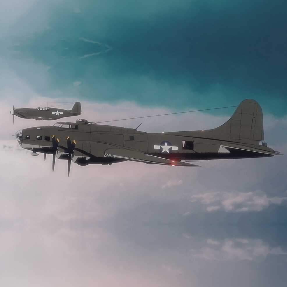 ArtStation - Stylized WWII B17E & P51A