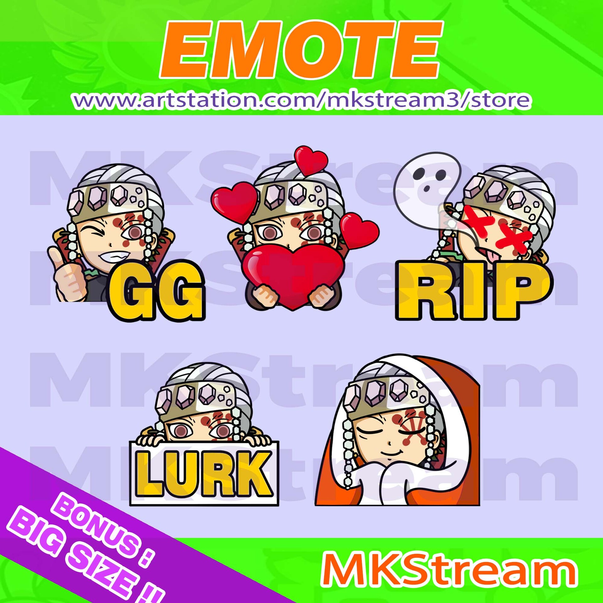 ArtStation - Twitch emotes demon slayer uzui tengen gg, love, lurk, rip ...
