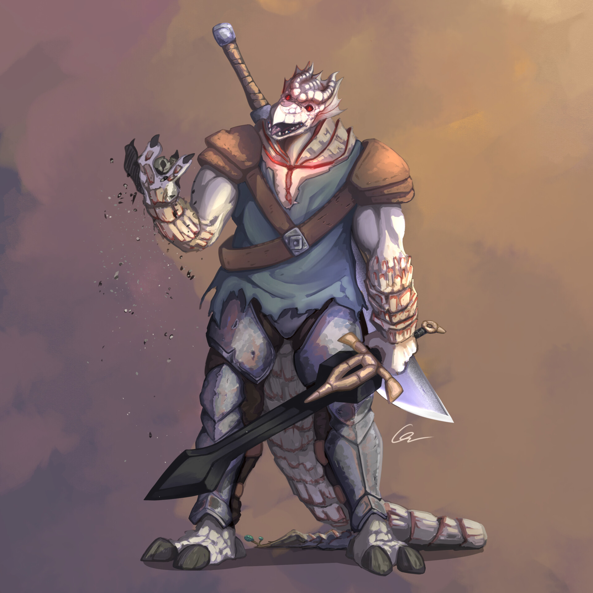 ArtStation - Dragonborn Fighter + part Vampire + part Tree Commission