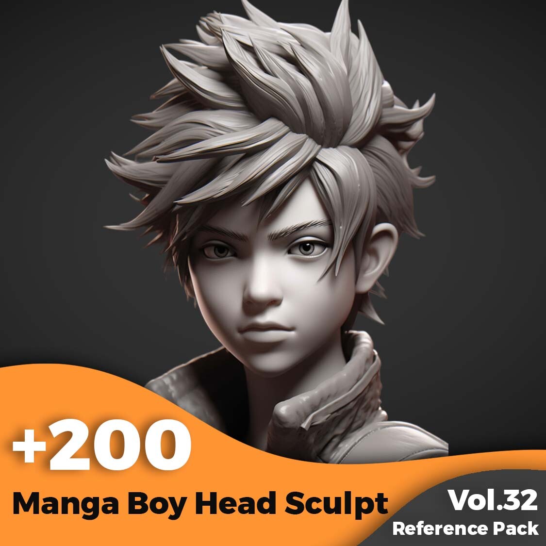 3D Head Sculpt References in 4K - Tika Art - +200 Manga Anime Boy Head ...