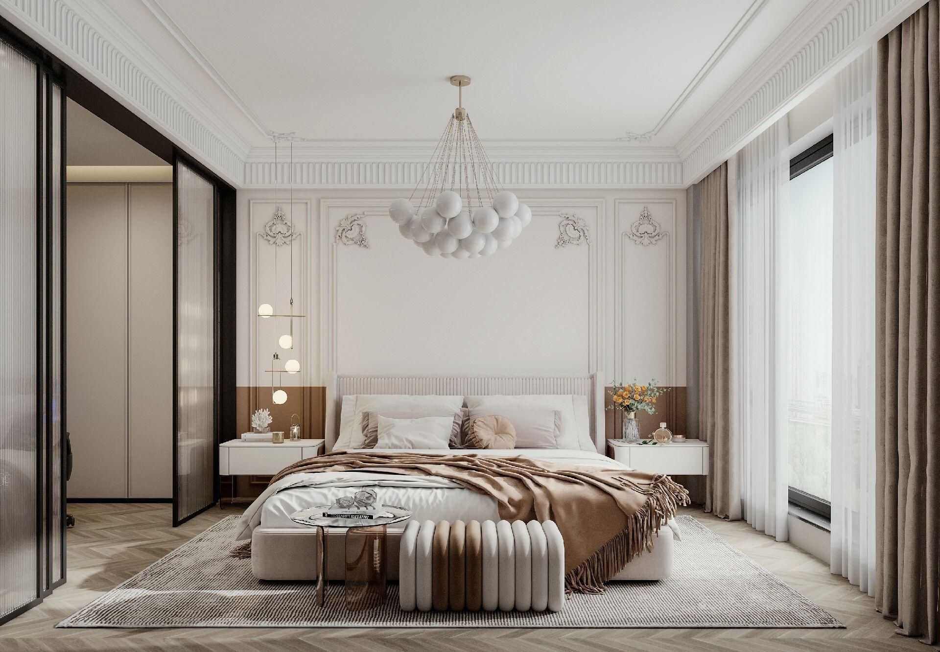 Grace Long - 3D interior visualization of French romantic apartment