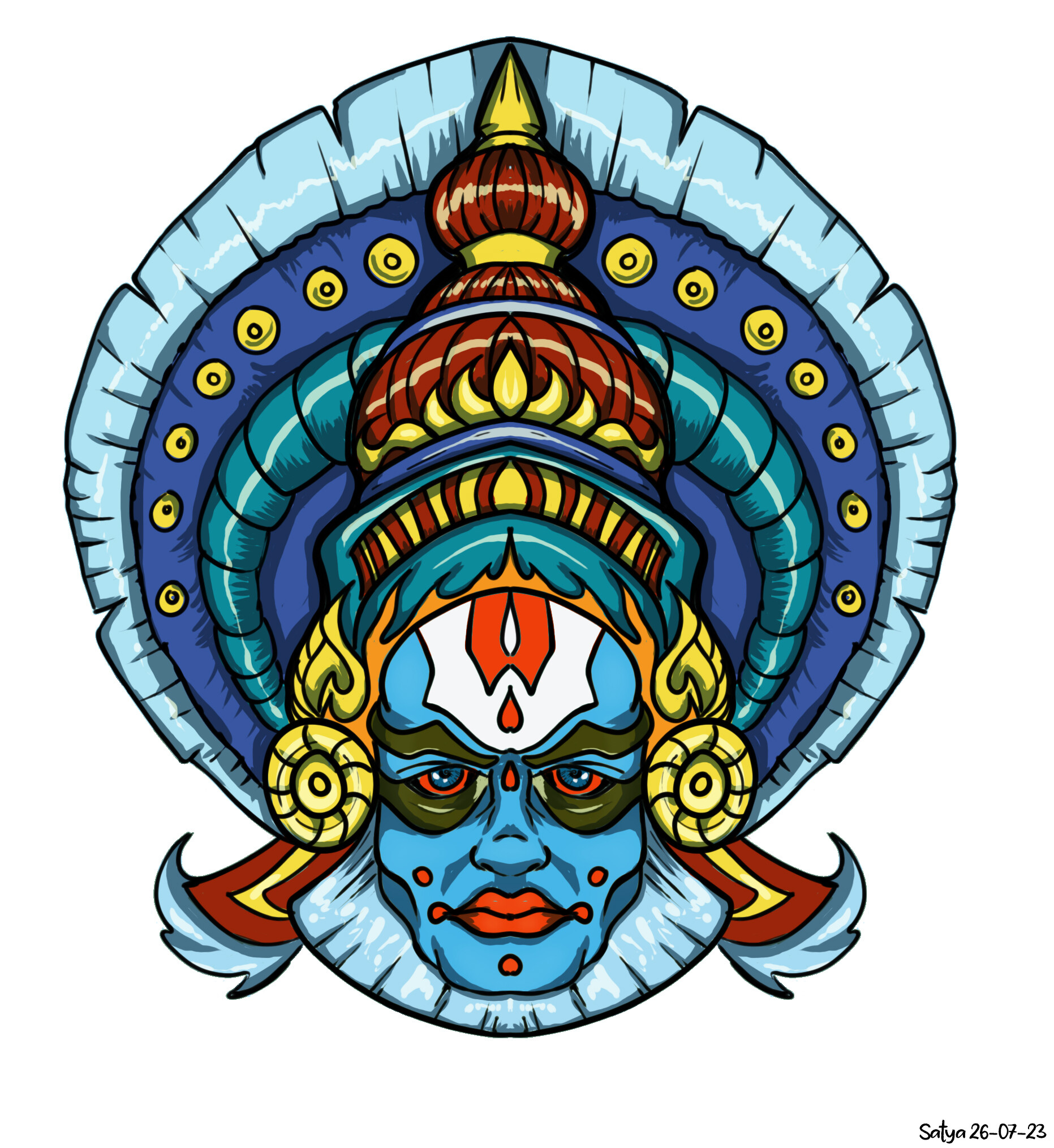 Kathakali Face Pencil Drawing