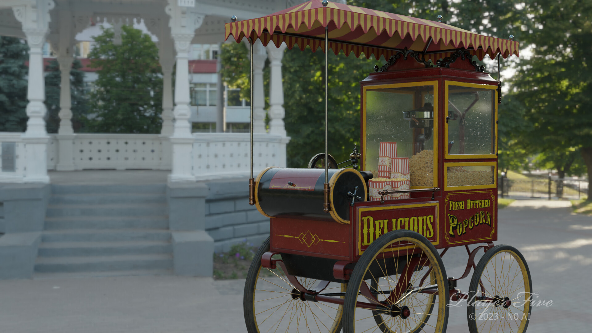 ArtStation - Popcorn Cart with Steam Engine (c. 1900s)