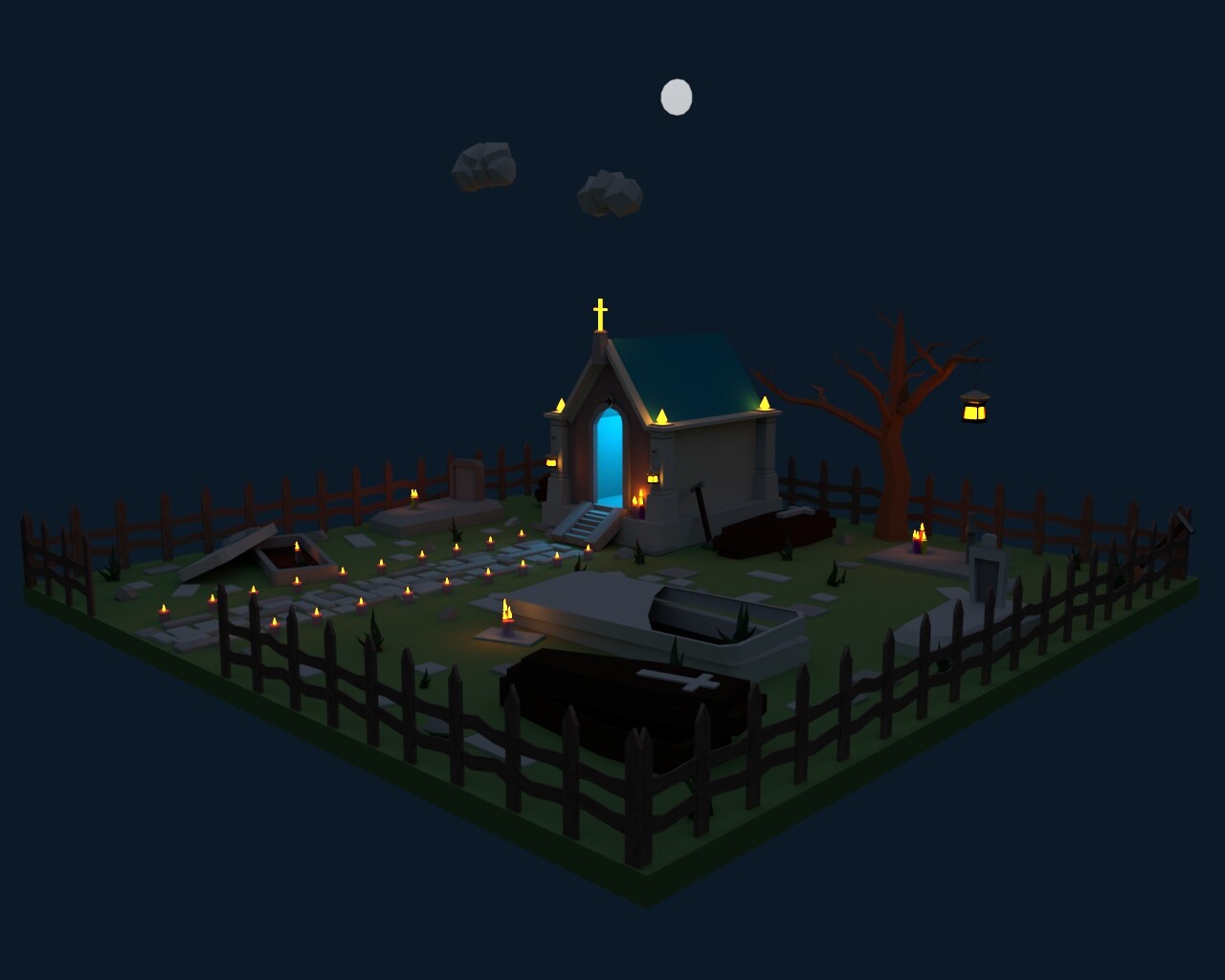 ArtStation - Low Poly Stylized Cemetery