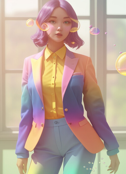 ArtStation - female pastel colored fashion style