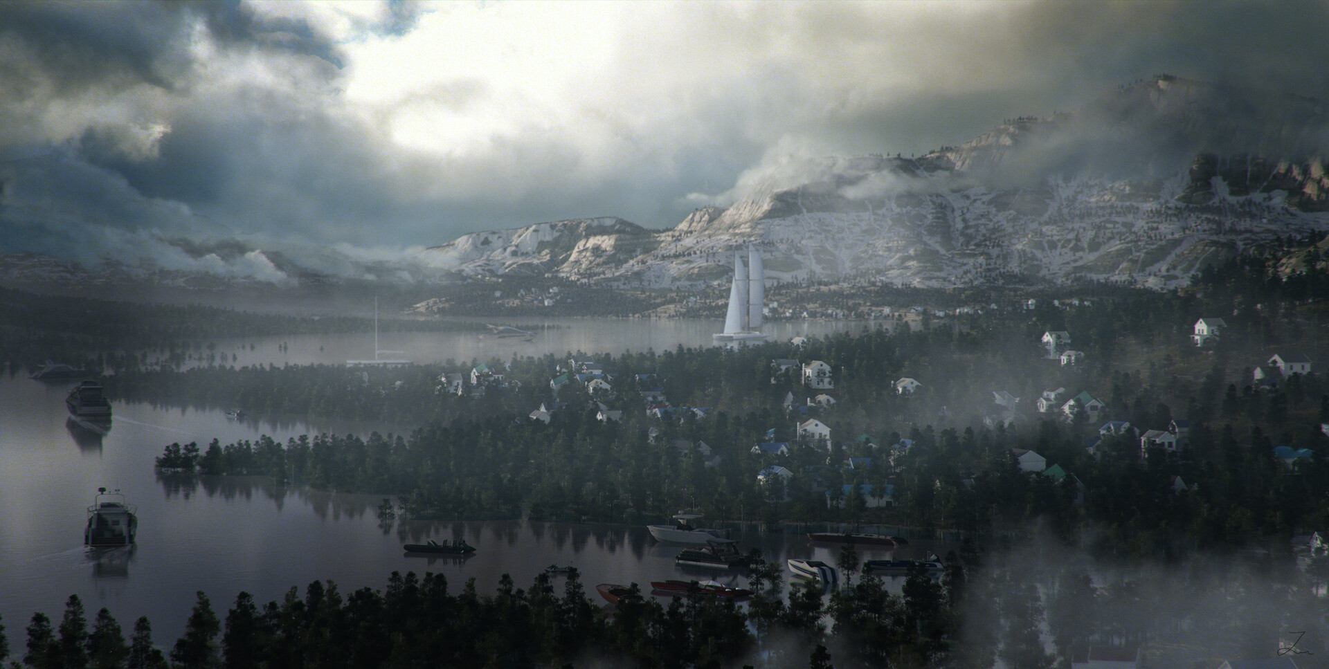 Junhao Chen - Cloudy Seaside Town