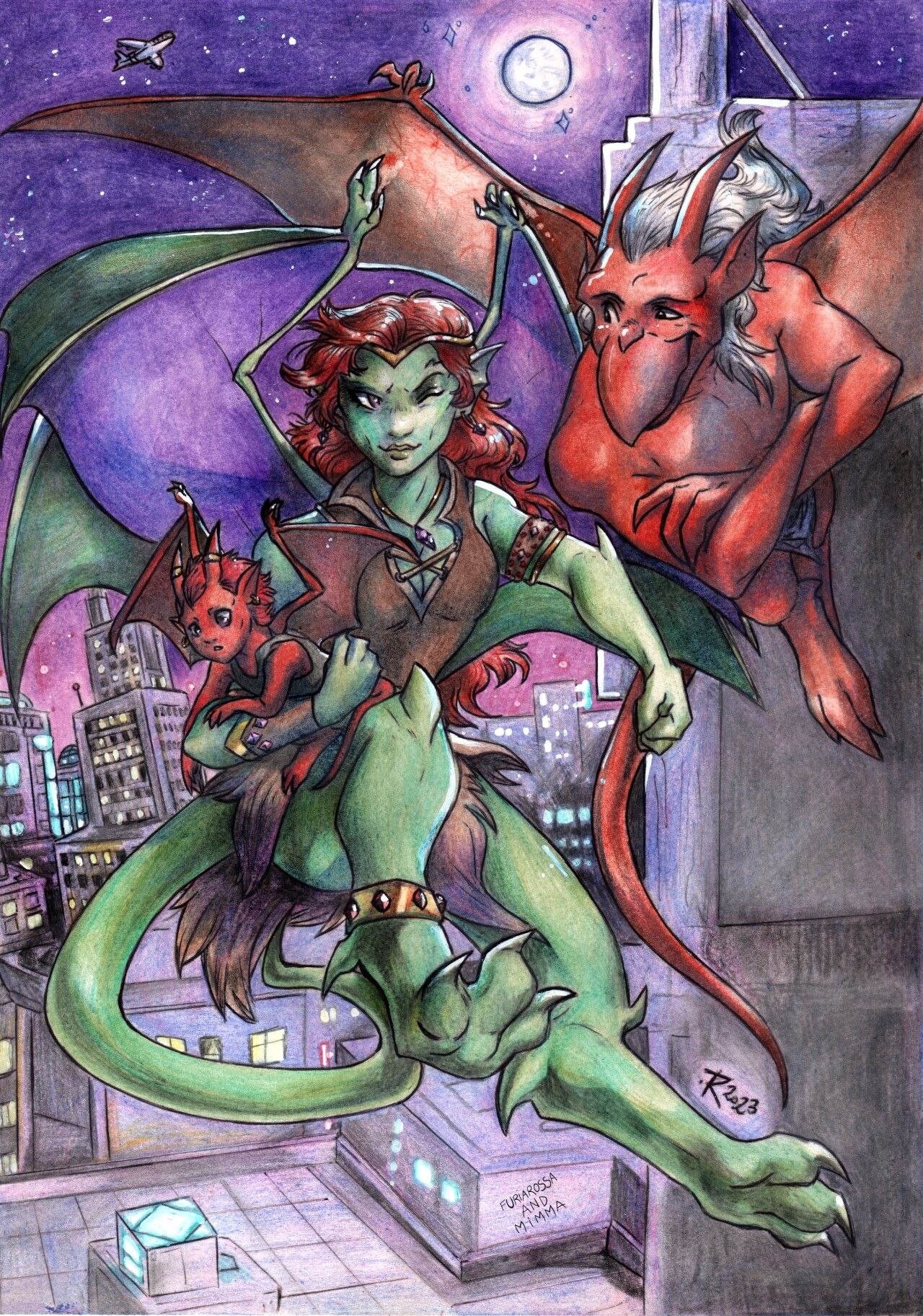 ArtStation - Commission - Late night family soaring