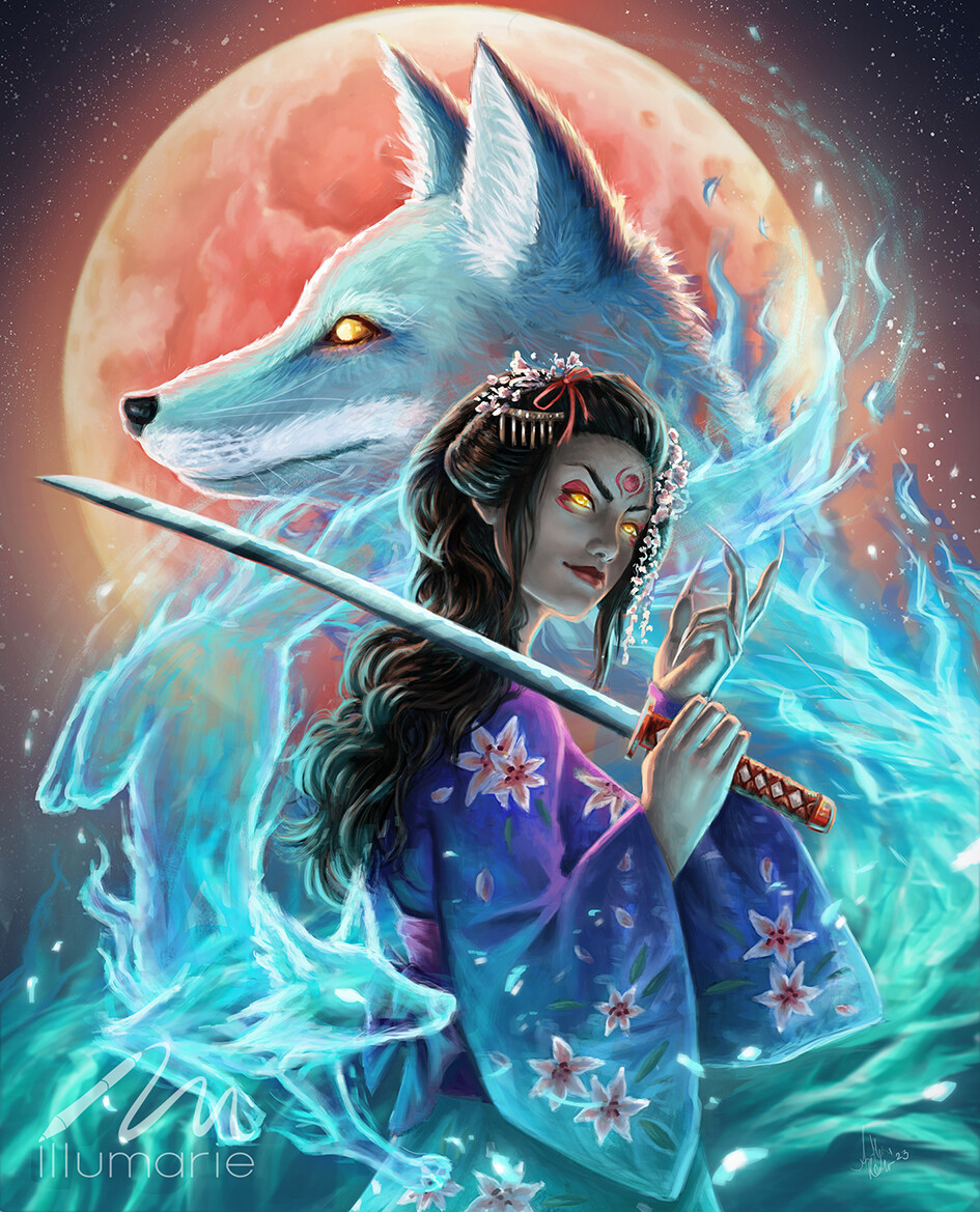 ArtStation - Inari, goddess of japanese mythology