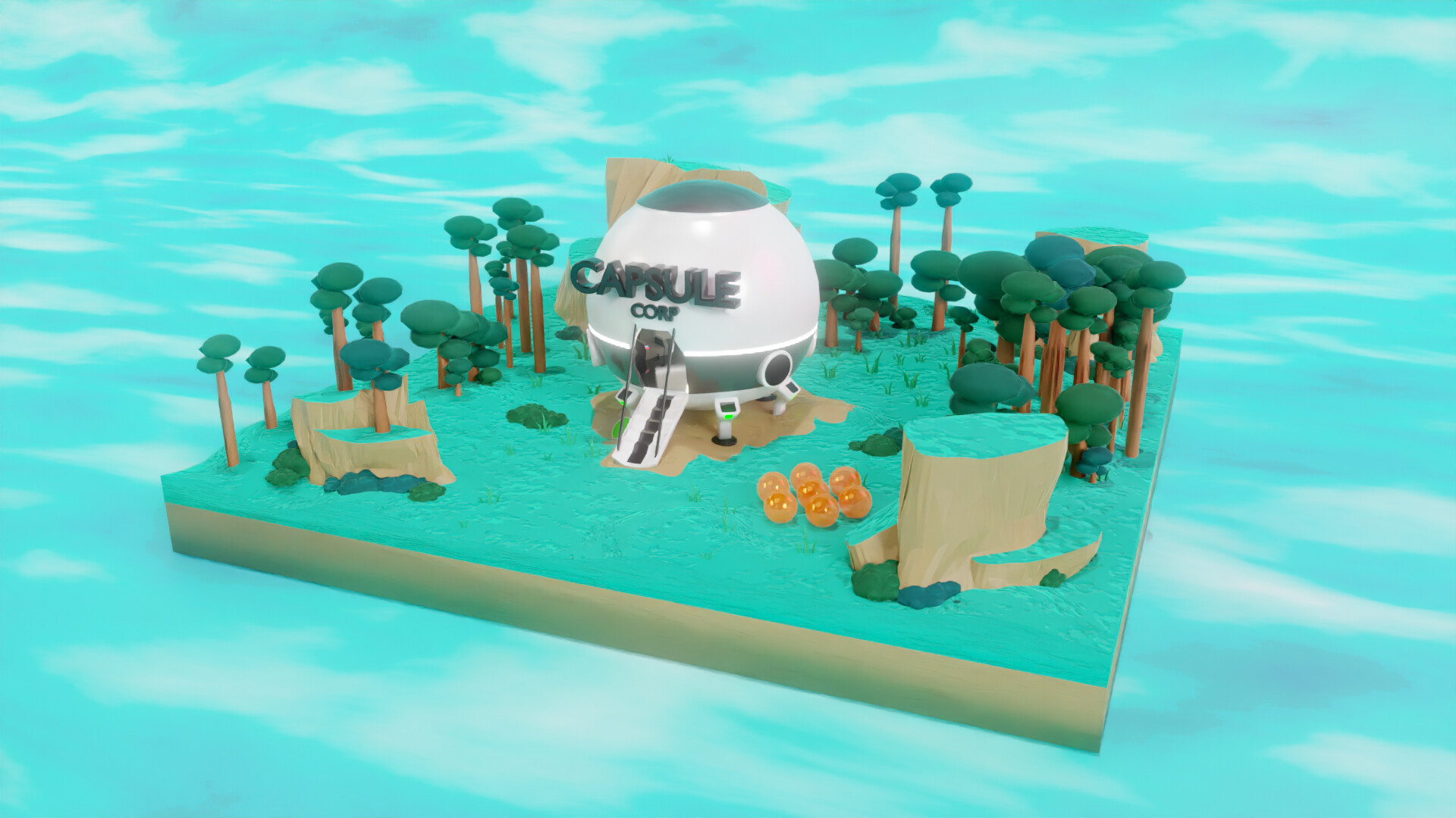 ArtStation - Dragon ball Namek saga low poly capsule in blender