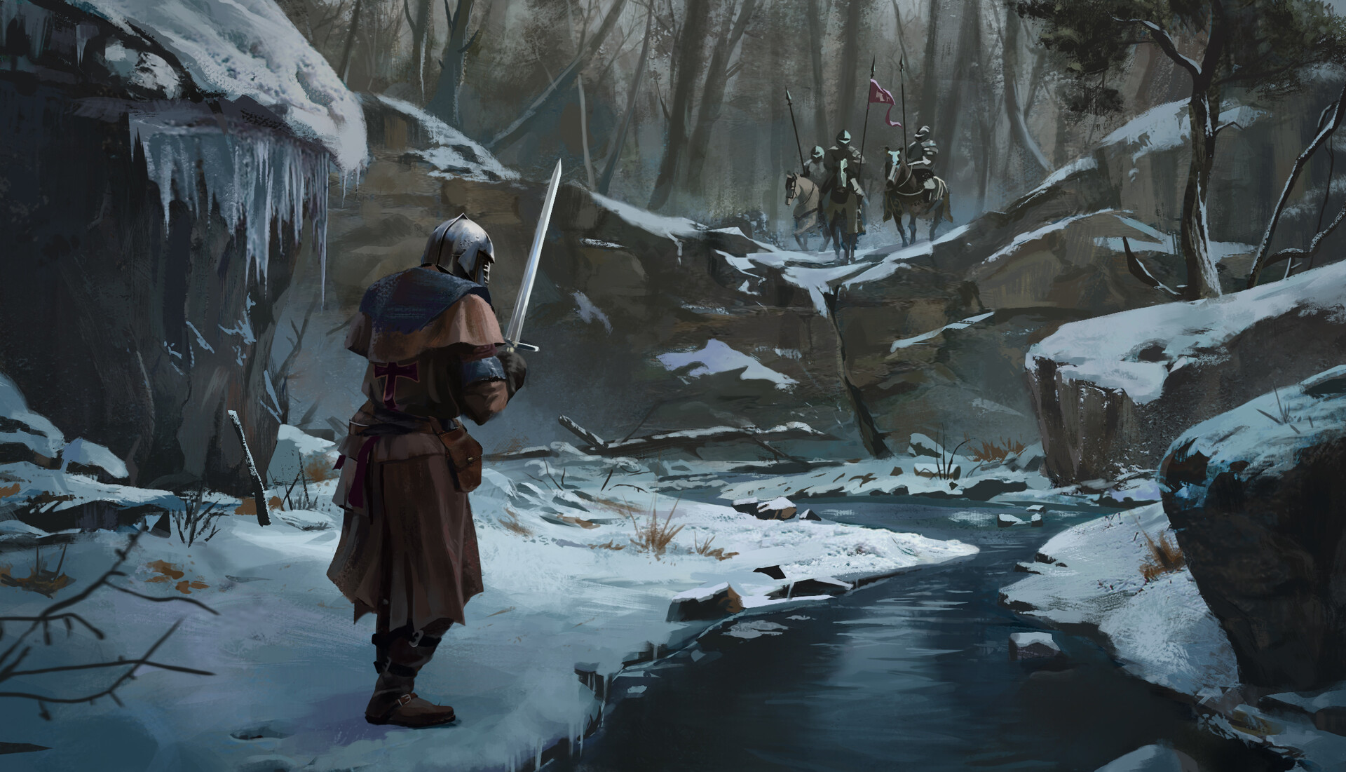 ArtStation - One fearless knight vs three rivals