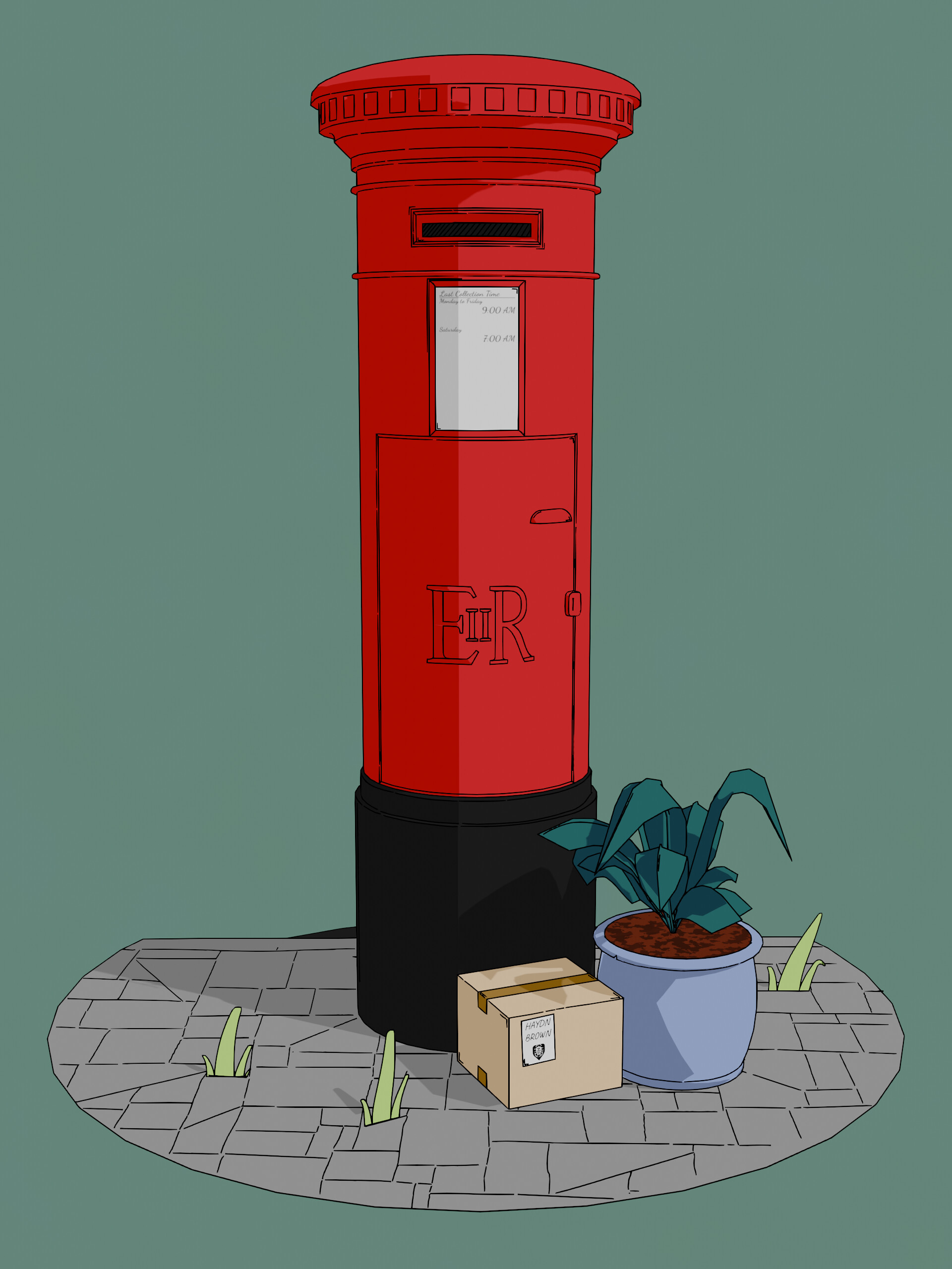 ArtStation - Stylized grease pencil post box