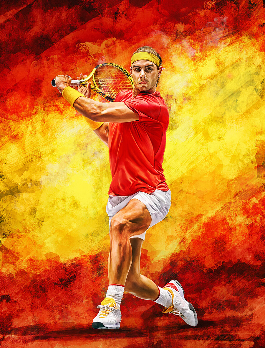 ArtStation - Rafael Nadal of Spain plays backhand. DC 2019. Digital ...