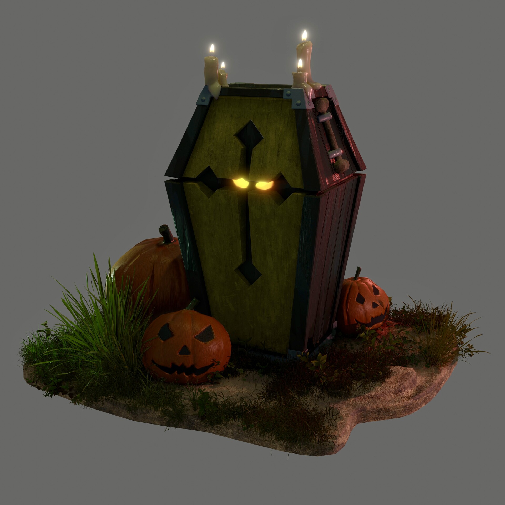 ArtStation - Halloween Coffin - Realistic Diorama Environment