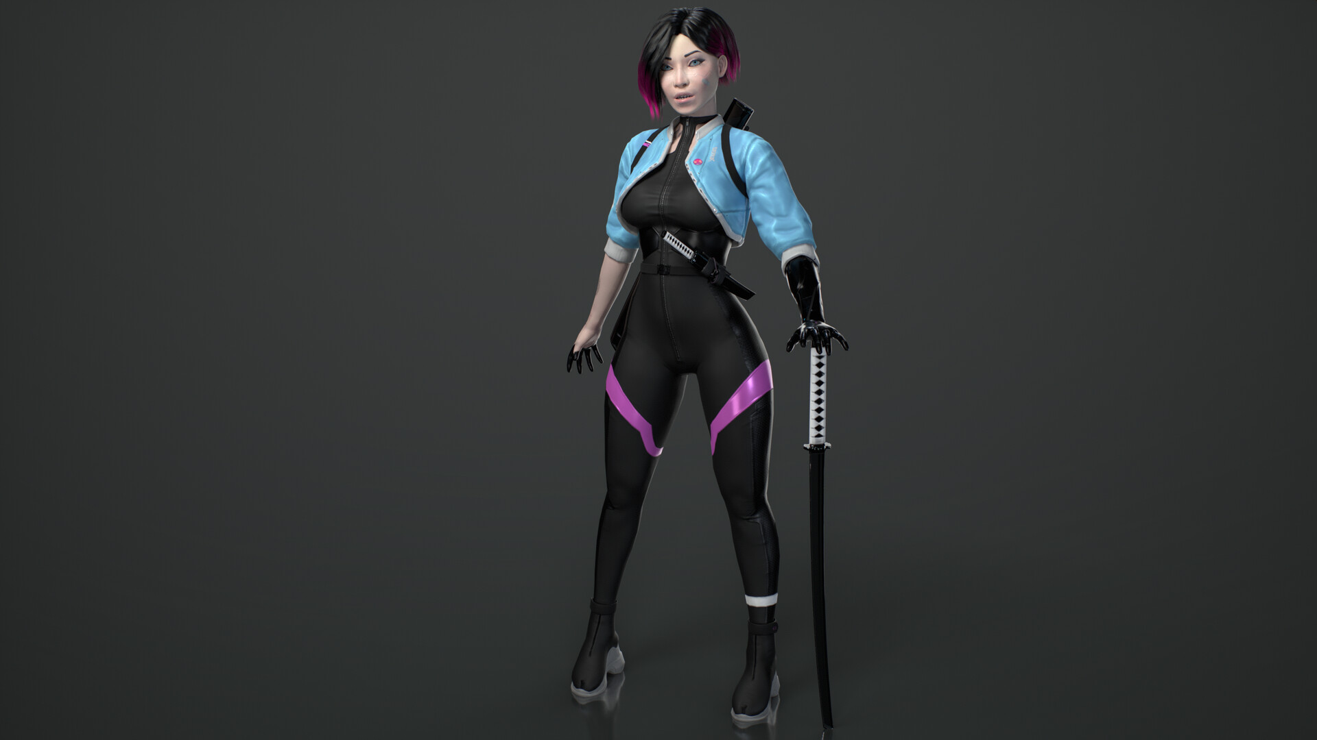 ArtStation - Sakura - cyber-samurai girl
