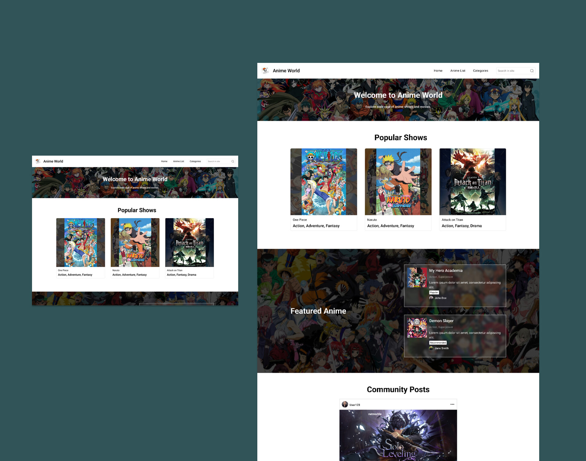 Sagar.Y Sagi - Anime Website Landing Page UI Design