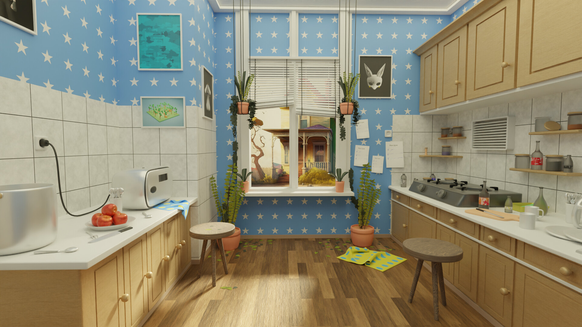 ArtStation - Home Kitchen Interior Environment Cartoon Style