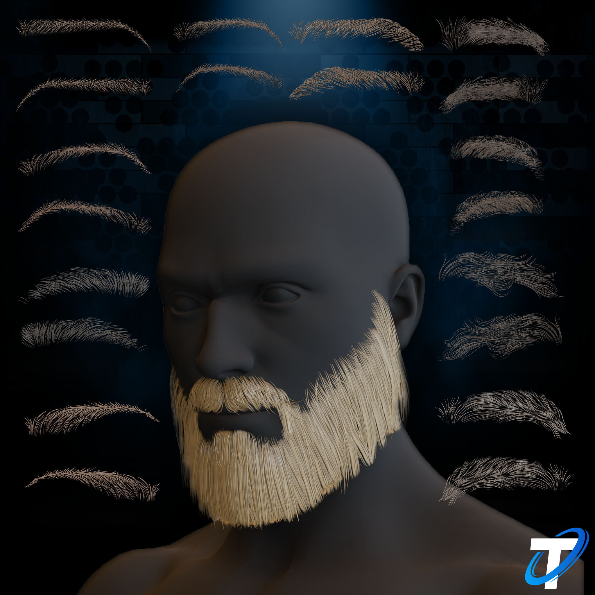 T - World - 30 Haircard PBR Textures for Beard, Mustache, Eyebrow, and Eyelash (MEGA Bundle) - Vol 5