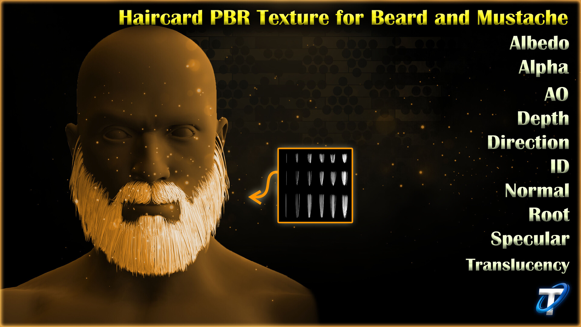 T - World - 30 Haircard PBR Textures for Beard, Mustache, Eyebrow, and Eyelash (MEGA Bundle) - Vol 5