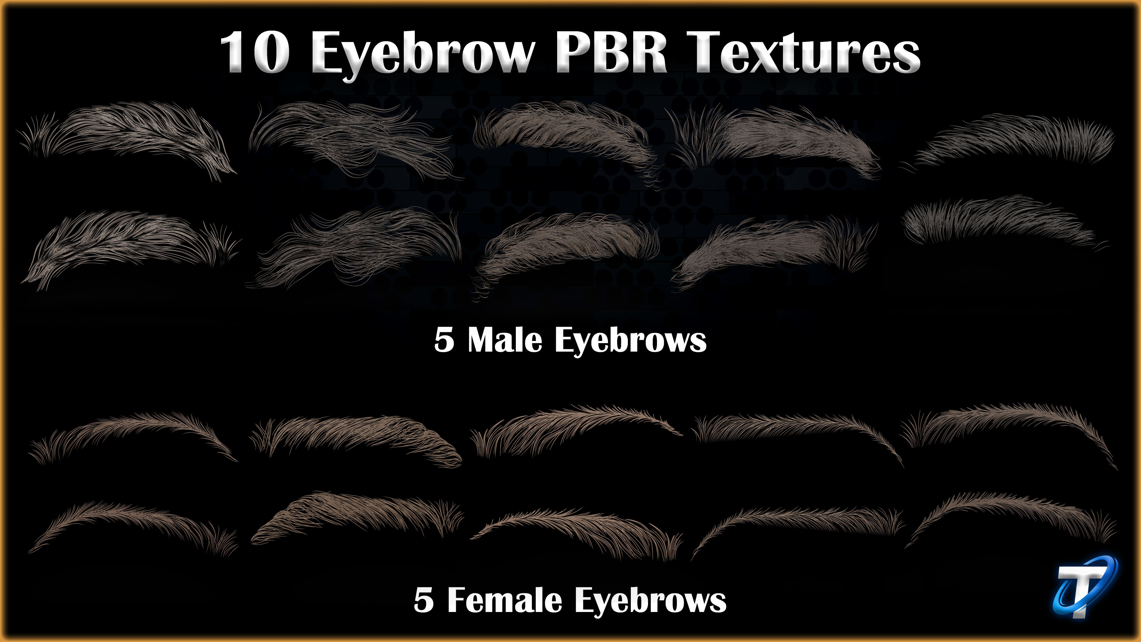 T - World - 30 Haircard PBR Textures for Beard, Mustache, Eyebrow, and ...