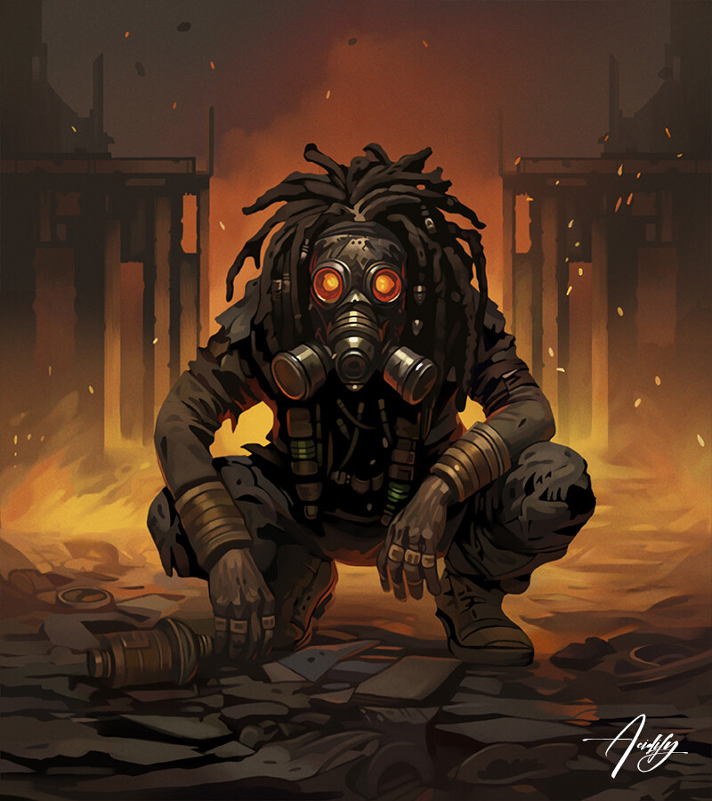 ArtStation - Rebel Resilience: Fire and the Gas Mask Chronicles