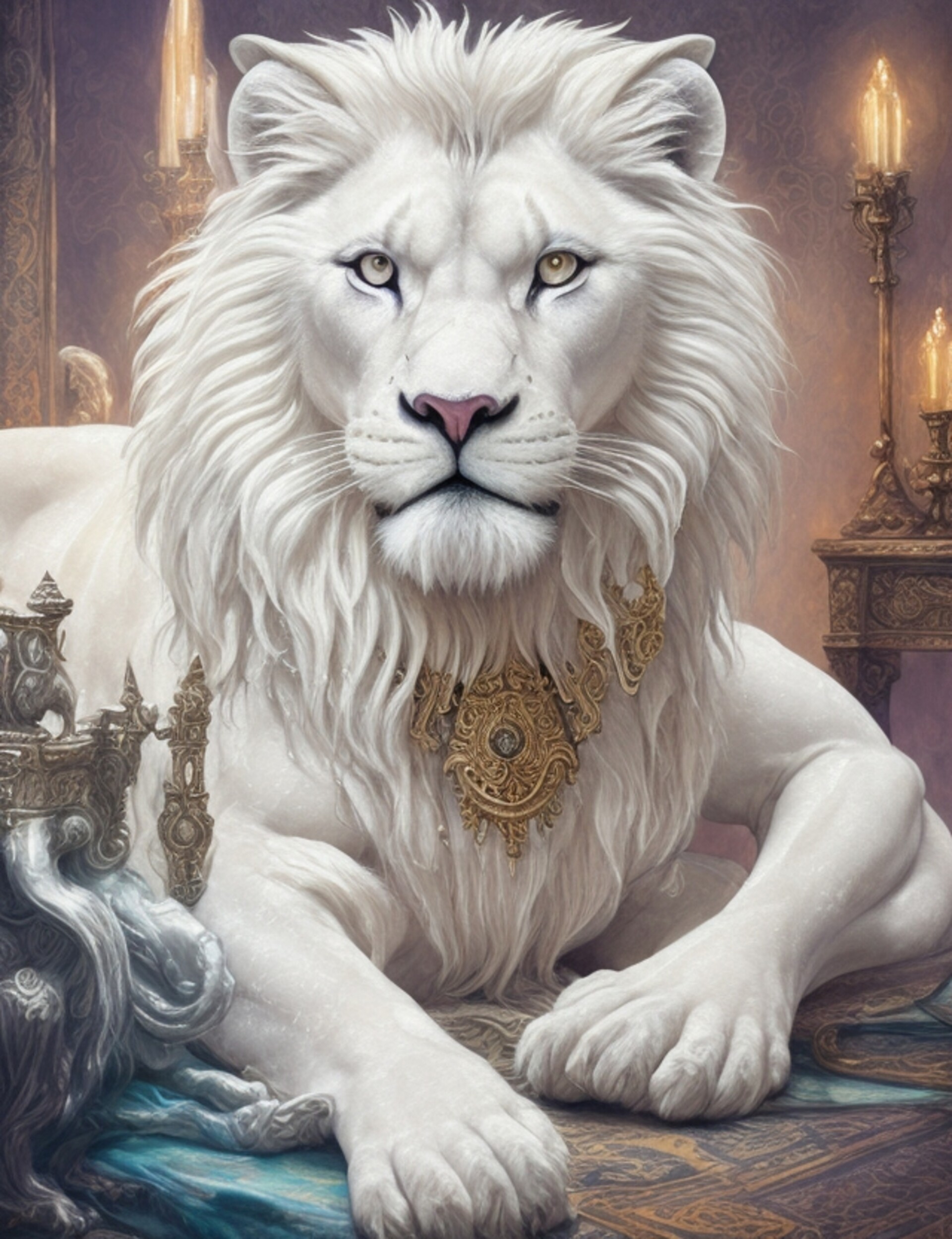 ArtStation - Single fantasy hyperrealistic white lion