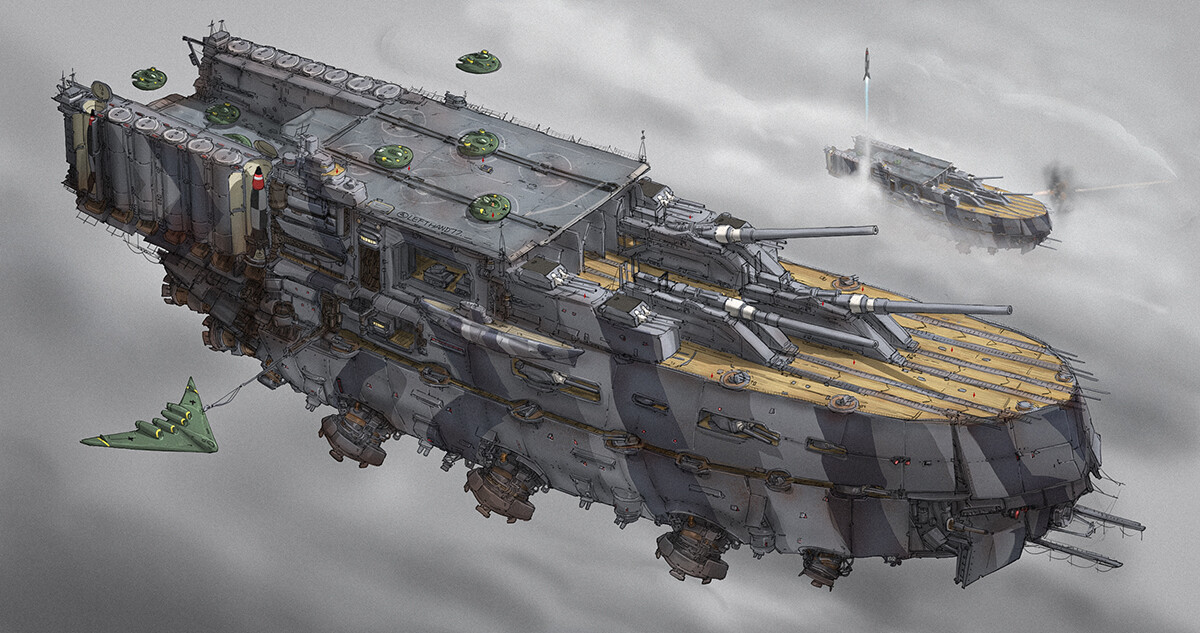 ArtStation - sketch 8/26 Gustav fire support ship