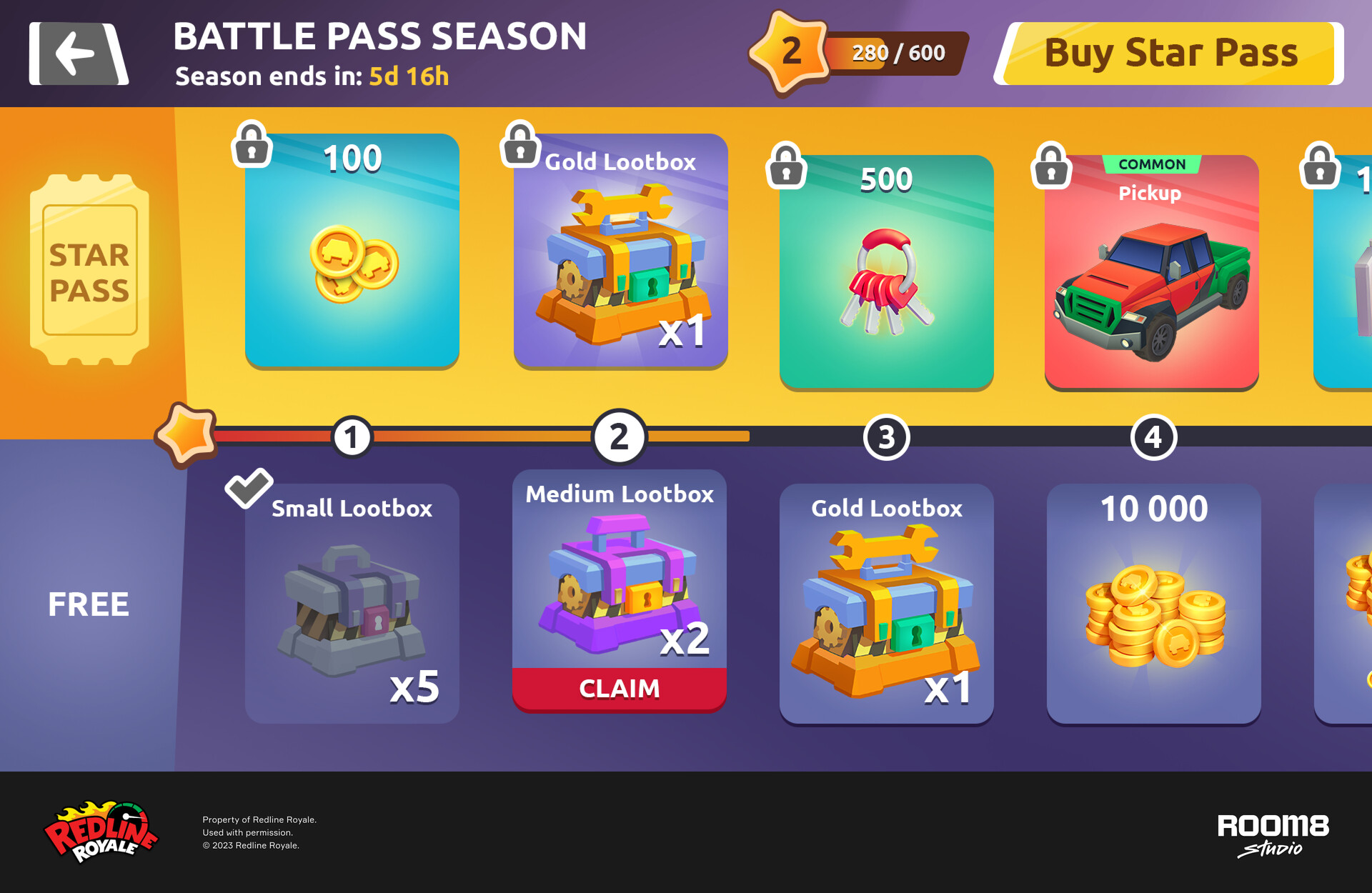 Room 8 Studio - Portfolio - UI/UX design (Redline Royale)