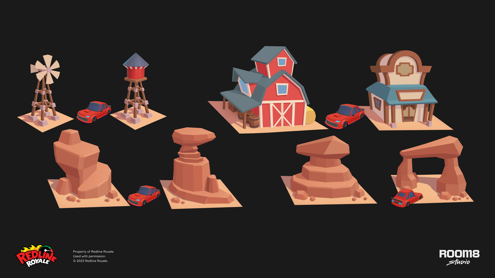 Room 8 Studio - Portfolio - Props and characters (Redline Royale)