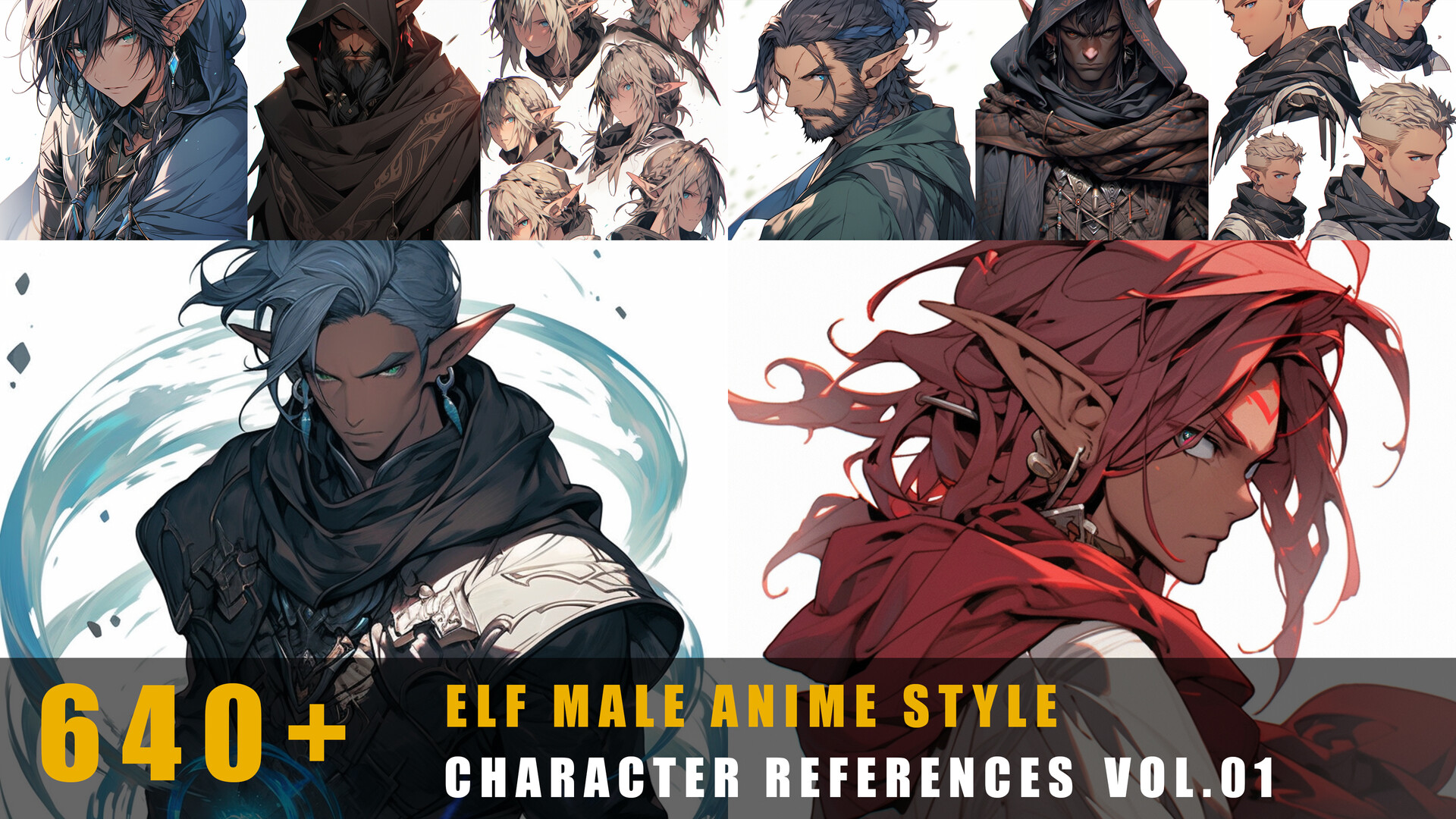 WaterLaw's Studio - 640+ Elf Male Anime Style - Character References Vol.01