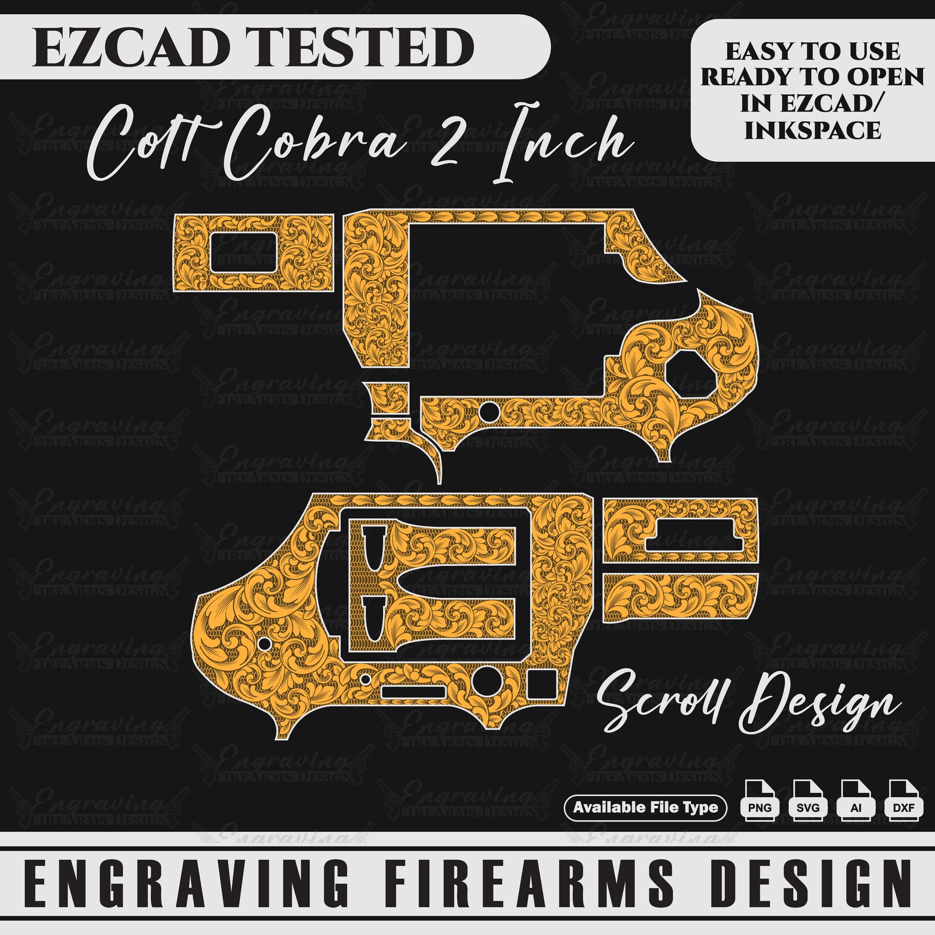 ArtStation - Engraving Firearms Deisign Colt Cobra 2 Inch Scroll Design