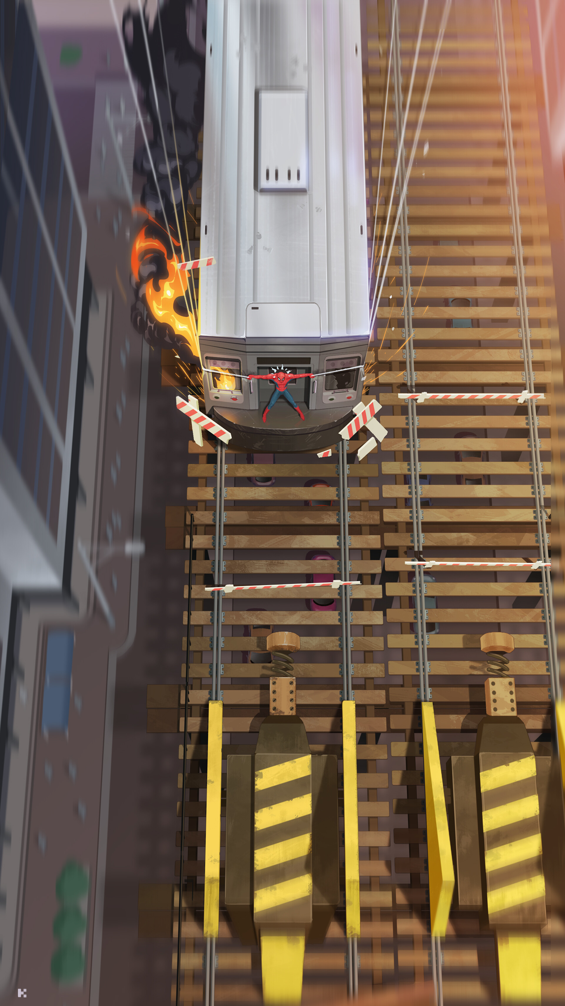 ArtStation - Spiderman save train