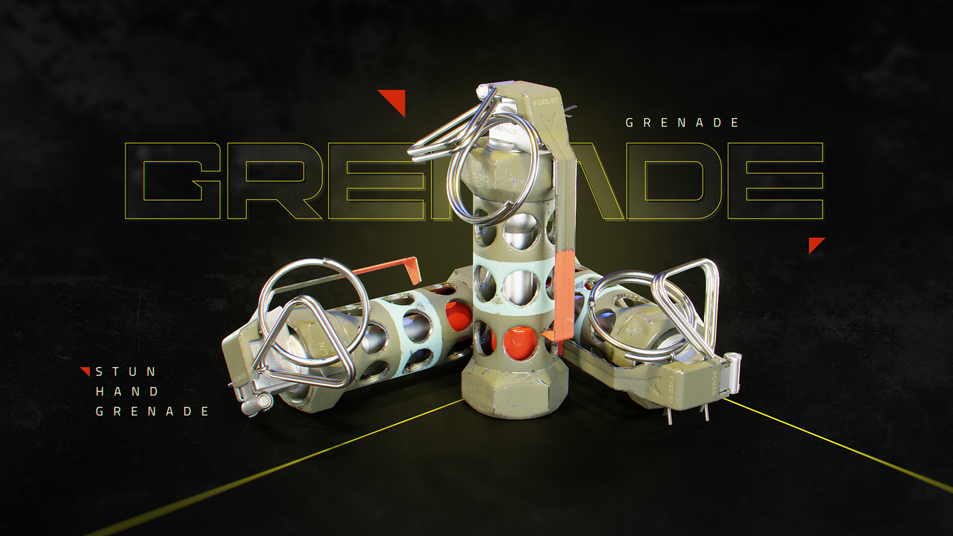 ArtStation - Stun Grenade - Blender e Quixel Mixer