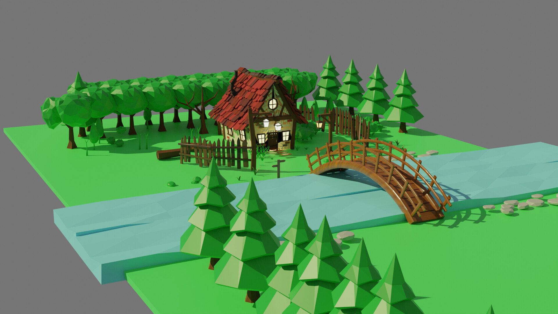 ArtStation - low-poly red riding hood simple scene