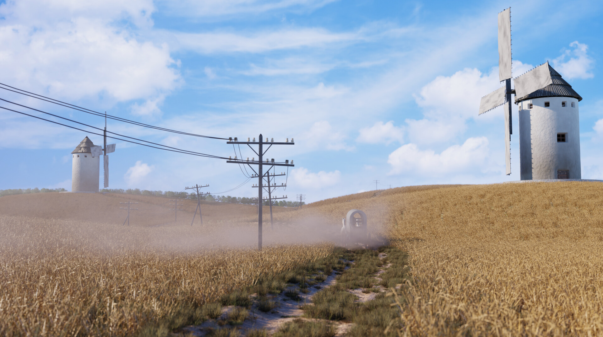 ArtStation - wheat field and mills