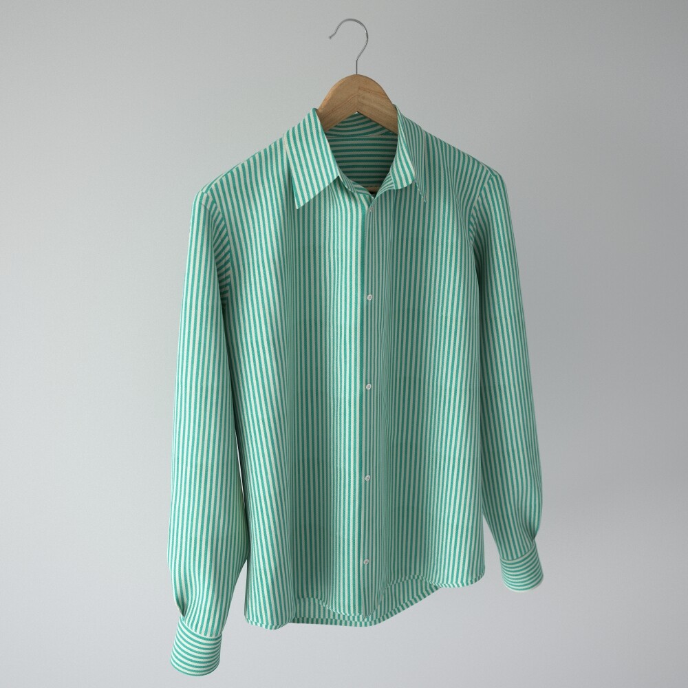 ArtStation - Simple Elegance: 3D Small Green Straight Line Shirt