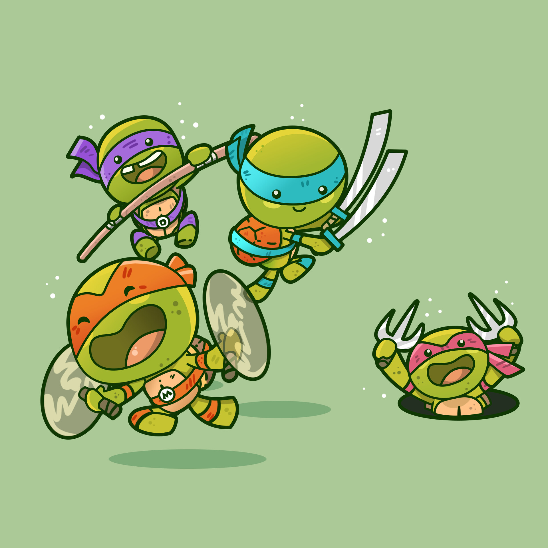 how to draw chibi ninja turtles