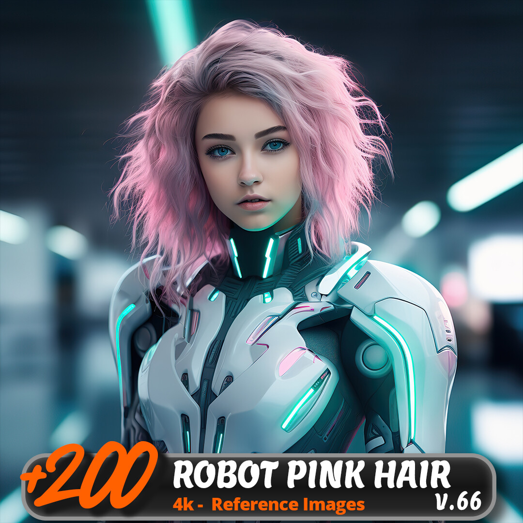 ArtStation - ROBOT PINK HAIR VOL. 66/ 4K/ Reference Image