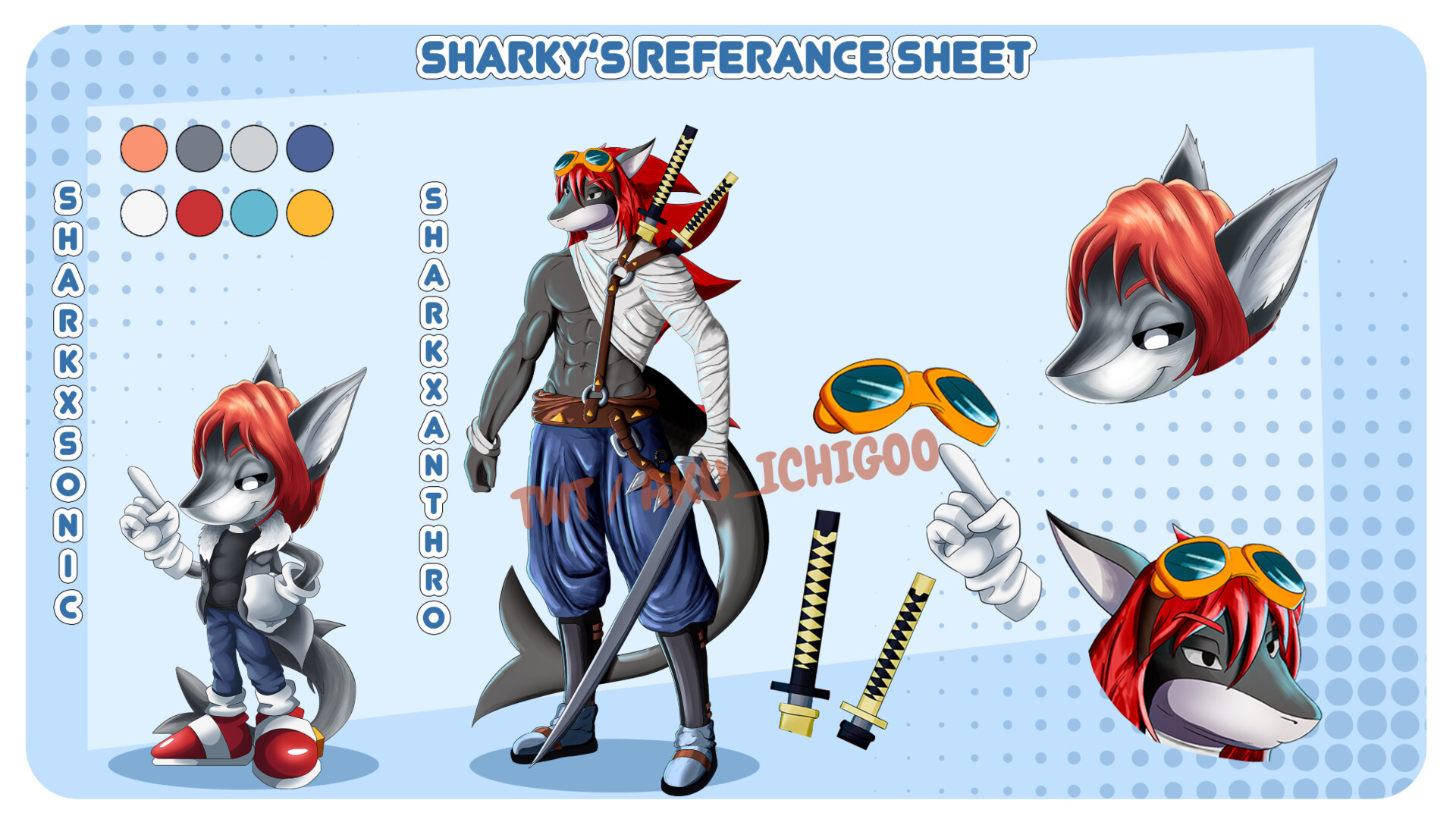 ArtStation - Sonic x shark | The Sharky's refsheet! 🦈💙