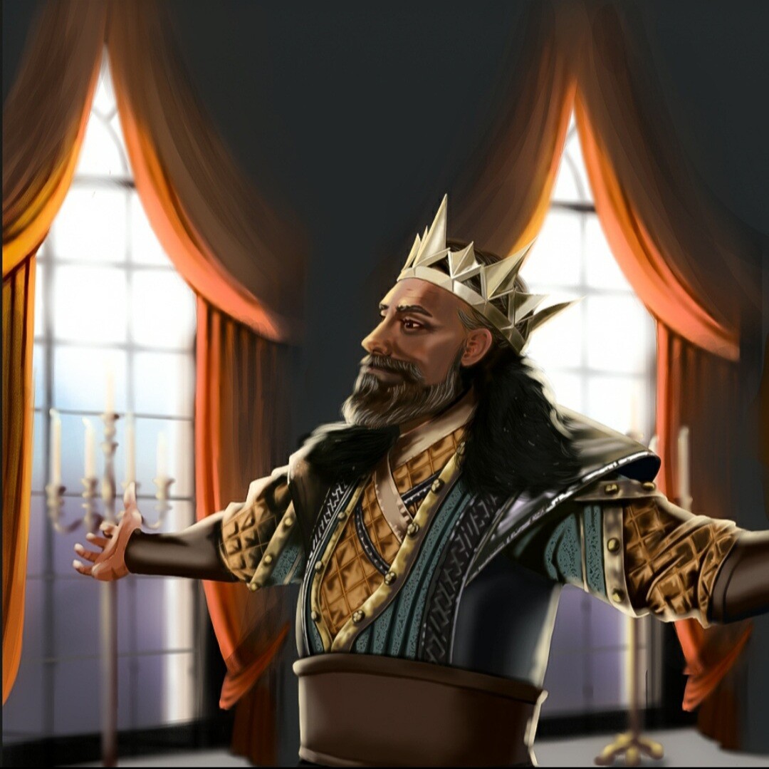 ArtStation - The king is welcoming his allies at his castle.