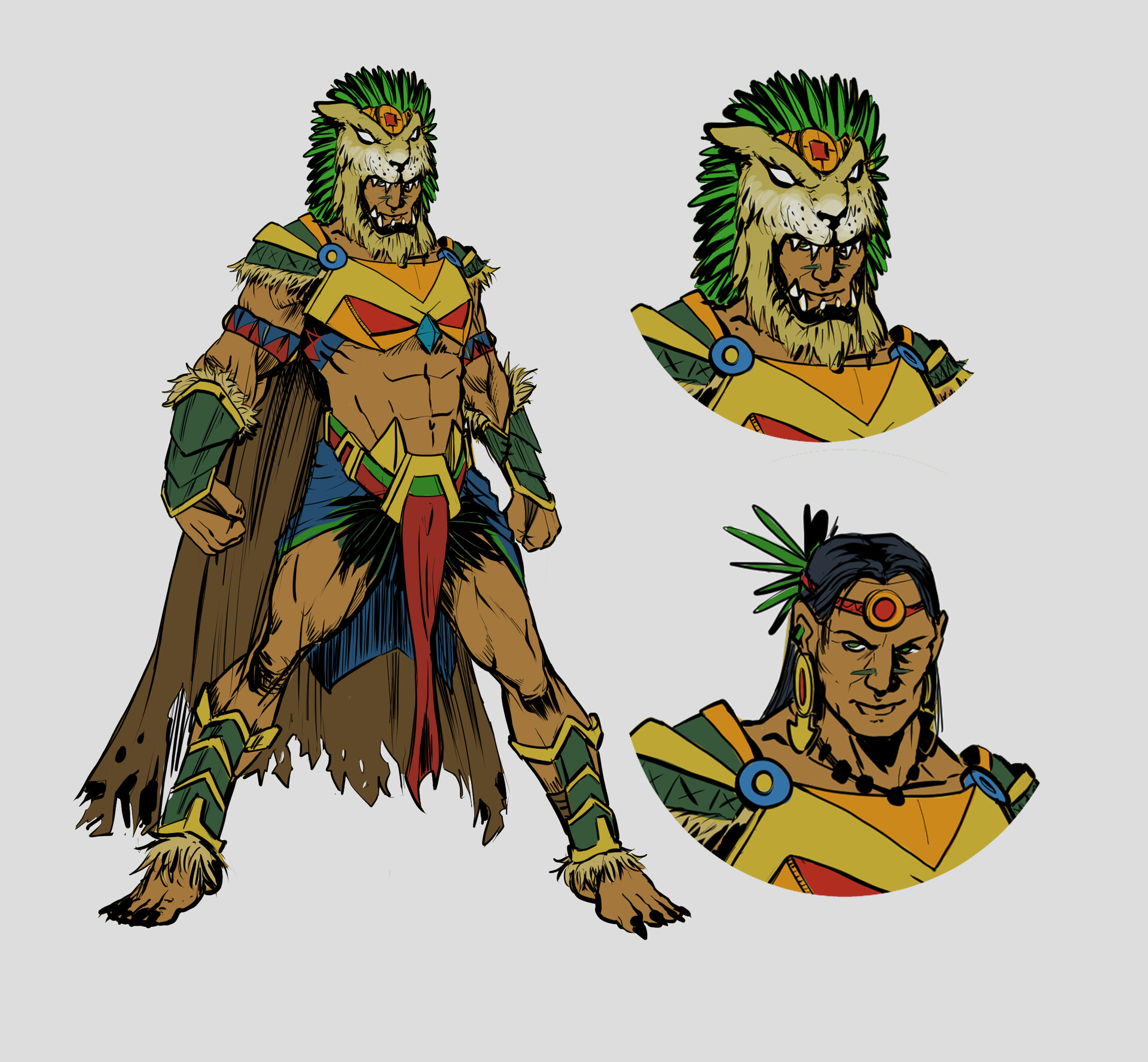 Emanuel Gaggino - concept art-character designs. Guerrero Jaguar universe