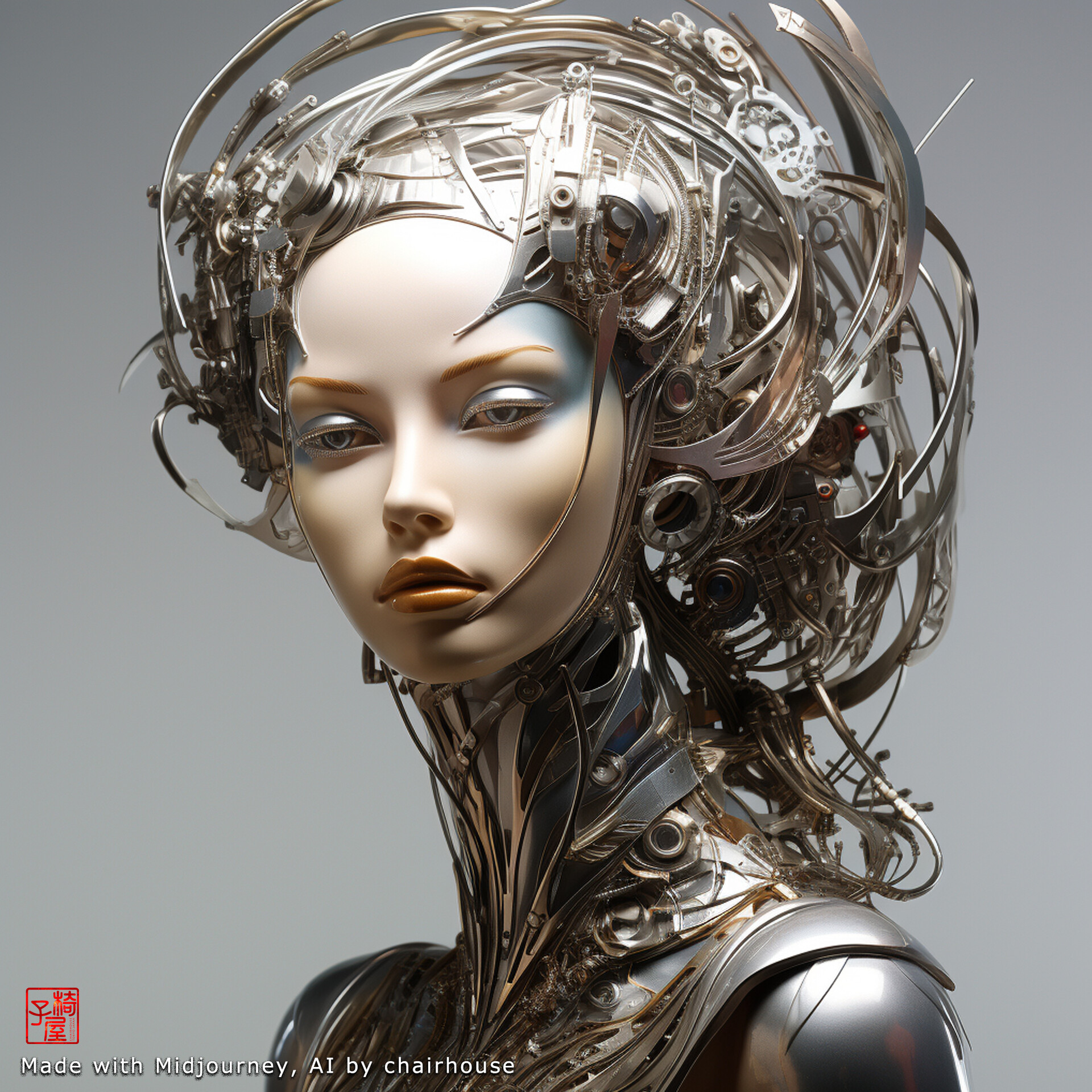 ArtStation - silver paper floating goddess with #Midjourney 230812