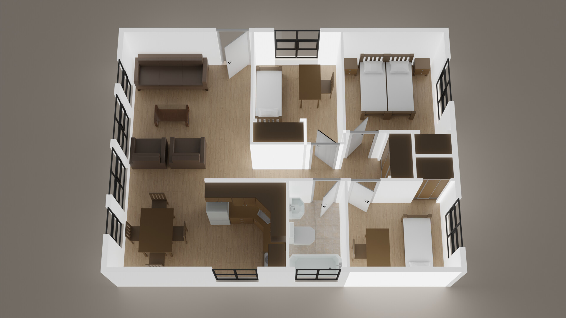 ArtStation - 3D Floor Plan with Cutaway Design - Architectural Visualization and Interior Layout