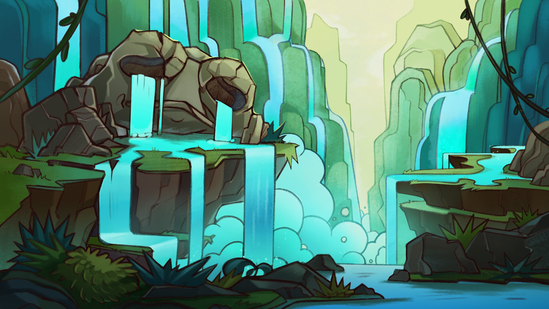 ArtStation - The Valley of Frog Falls