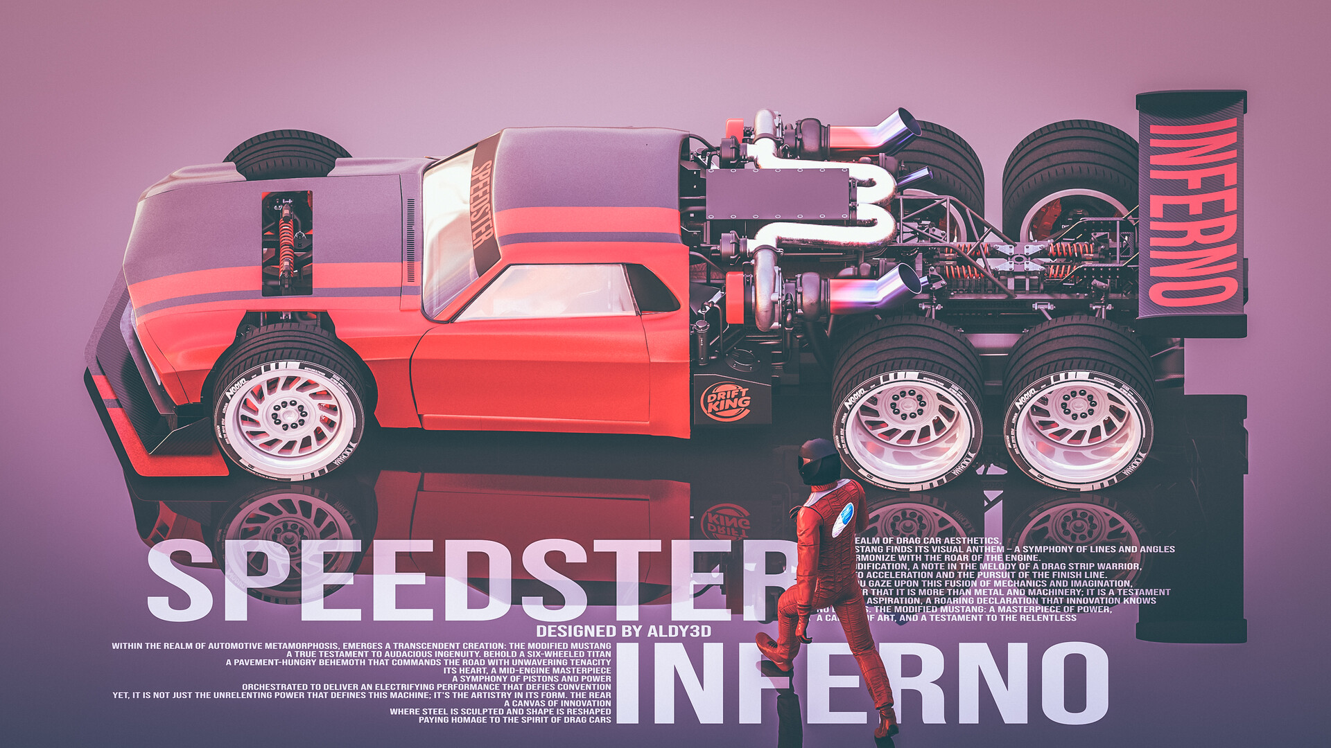 ArtStation - Speedster Inferno [Mustang six wheeled & Mid Engined]